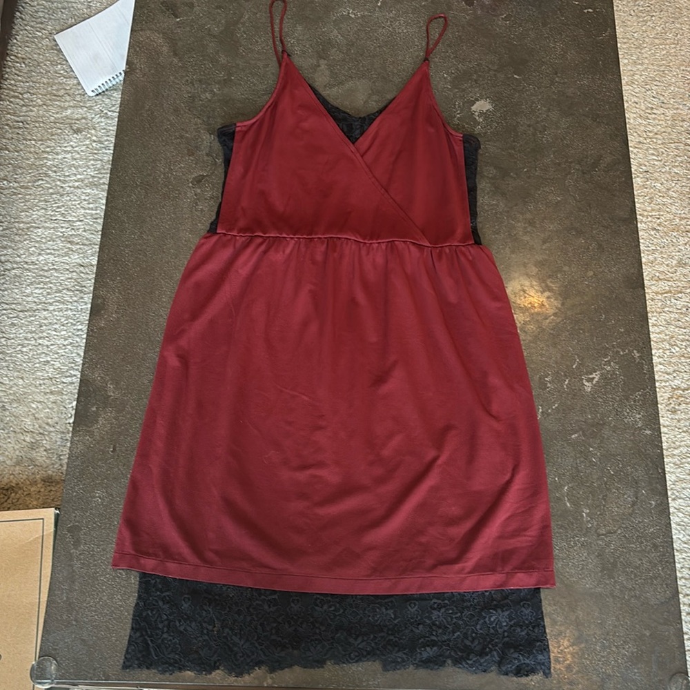 Ganni Oxblood Lace Slip Dress - Gem